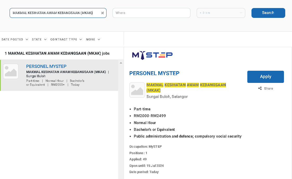 Jawatan Kosong Makmal Kesihatan Awam Kebangsaan (MKAK) Julai 2024 ...